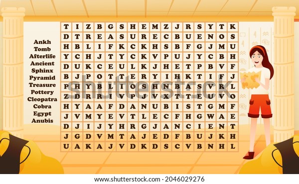 Ancient Egypt Word Search Riddle Kids Stock Vector (Royalty Free ...
