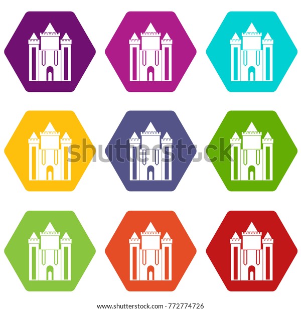 Ancient Fort Icon Set Many Color Stock Vector (Royalty Free) 772774726 ...