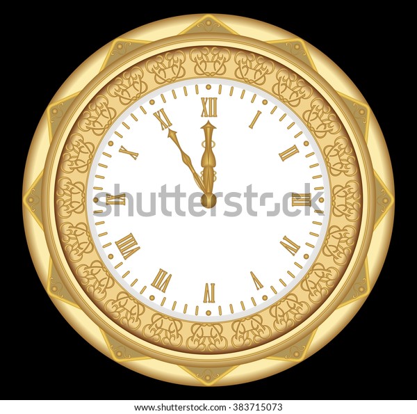 Ancient Golden Clock Clock Face Golden Stock Vector (Royalty Free ...
