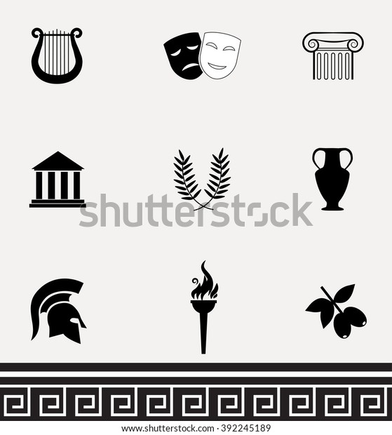 Ancient Greece Collection Vector Icons Isolated Stock Vector (Royalty ...