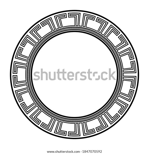 Ancient Greek Key Round Frame Geometric Stock Vector (Royalty Free ...