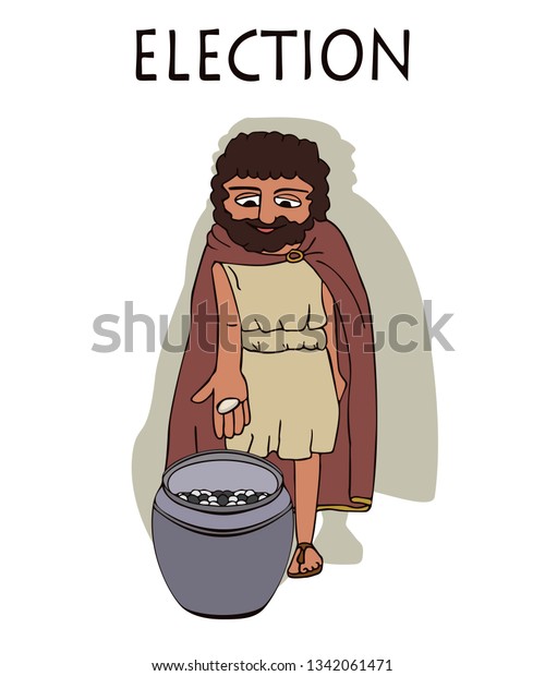 Ancient Greek Man Voting By Placing Stock Vector (Royalty Free) 1342061471