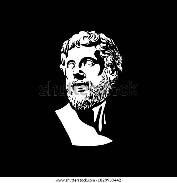 Vektor Stok Ancient Greek Philosopher Portrait Vector Illustration ...