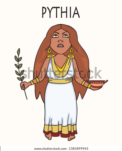 Stock vektor „Ancient Greek Pythia Vector Cartoon Portrait“ (bez ...