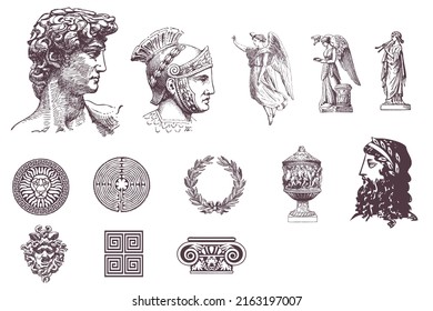 Ancient Greek Roman Elements Design Pattern Stock Vector (Royalty Free ...