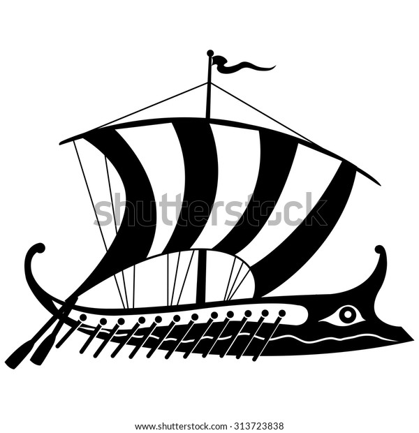 Ancient Greek Trireme Vector Black White Stock Vector (Royalty Free ...