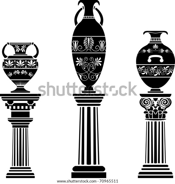 Ancient Greek Vase On Column Stencil Stock Vector (Royalty Free) 70965511