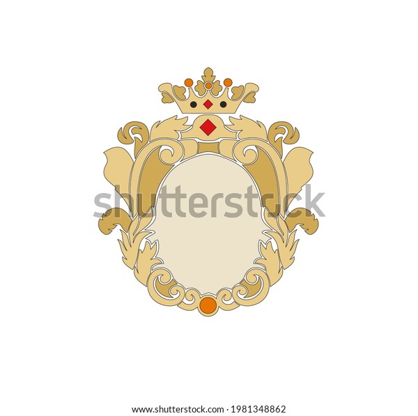 Ancient Heraldic Emblem Gold Decorated Baroque Stock Vector (Royalty ...