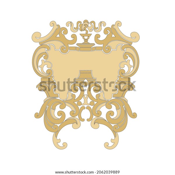 Ancient Heraldic Emblem Gold Decorated Baroque Stock Vector (Royalty ...