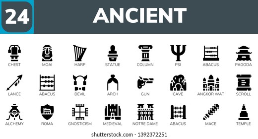 Ancient Icon Set 24 Filled Ancient Stock Vector (Royalty Free ...
