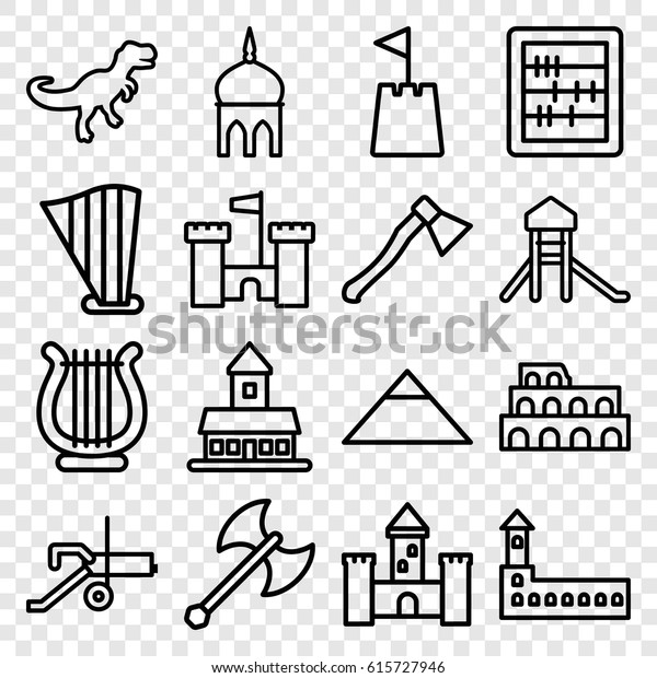 Ancient Icons Set Set 16 Ancient Stock Vector (Royalty Free) 615727946