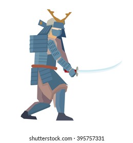 Ancient Japanese Fighter Knight Using Sword Stock Vector (Royalty Free ...