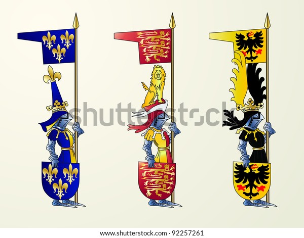 Ancient Knights Shields Flags National Coat Stock Vector (Royalty Free ...