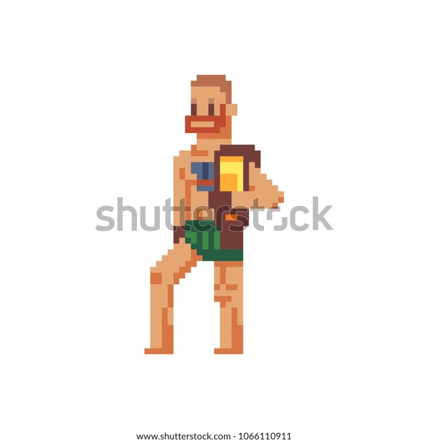 Ancient Man Character Pixel Art Icon Stock Vector (Royalty Free ...