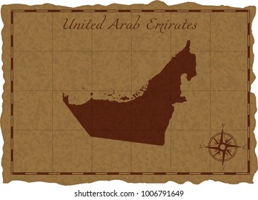 Ancient Map United Arab Emirates Silhouette Stock Vector (Royalty Free ...