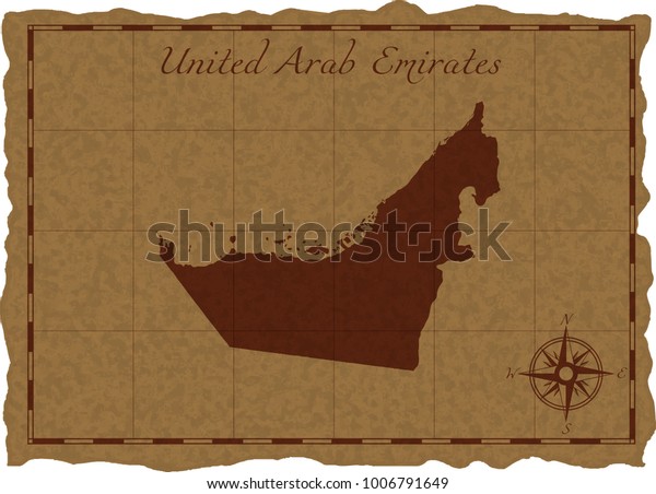 Ancient Map United Arab Emirates Silhouette Stock Vector (Royalty Free ...