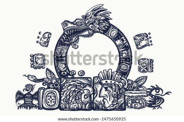 Ancient Maya Civilization Kukulkan Feathered Serpent Stock Vector ...
