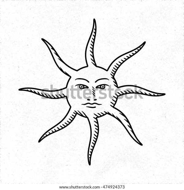 Ancient Medieval Sun Face Sign Icon Stock Vector (Royalty Free) 474924373