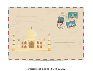 Ancient Palace Taj Mahal Postal Envelope Stock Vector (Royalty Free ...