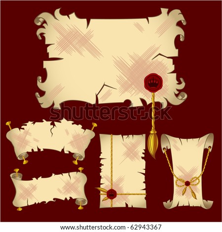 Ancient Parchment Scroll Banners Royal Details Stock Vector (Royalty ...