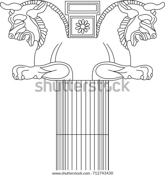 Ancient Persia Architecture Symbol Line Art Stock Vector (Royalty Free ...