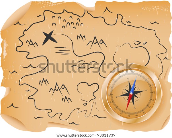 Ancient Pirate Treasure Map Compass: เวกเตอร์สต็อก (ปลอดค่าลิขสิทธิ์ ...