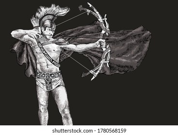 Ancient Roman Warrior Bow Arrow Vector Stock Vector (Royalty Free ...