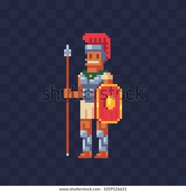 Ancient Roman Warrior Pixel Art Character 스톡 벡터(로열티 프리) 1059526631 ...