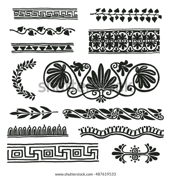Ancient Rome Border Ornaments Decor Elements Stock Vector (Royalty Free ...