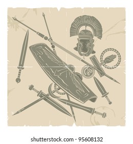 Ancient Romeweapons Old Paper 1 Vector 스톡 벡터(로열티 프리) 95608132 ...