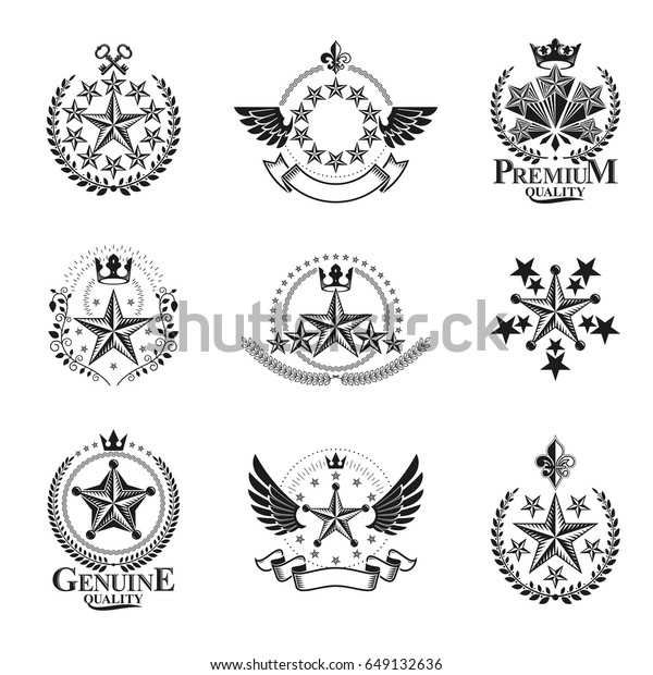 Ancient Stars Emblems Set Heraldic Vector Stock Vector (Royalty Free ...