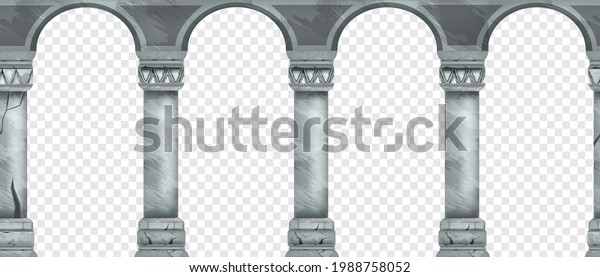 Vektor Stok Ancient Stone Arch Seamless Border Marble (Tanpa Royalti ...