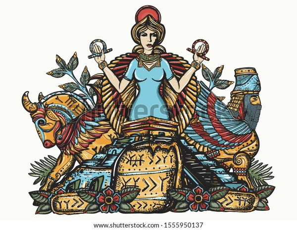 Ancient Sumerian Civilization Tattoo Tshirt Design Stock Vector ...