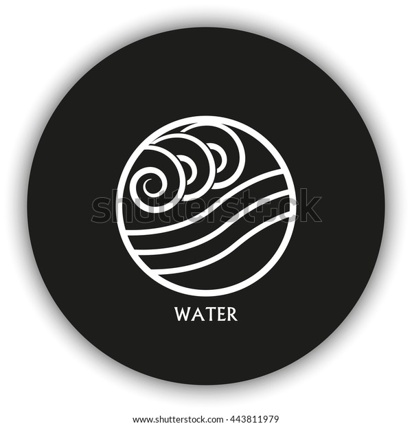 Ancient symbol of Water element with subscribe.