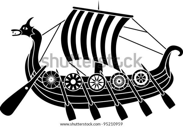 Ancient Vikings Ship Shields Stencil Stock Vector (Royalty Free) 95210959