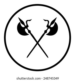 Gray Ancient Weapon Tool Equipment Icon Stock Vector (Royalty Free ...