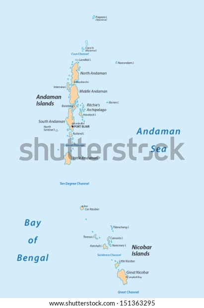 Andaman Nicobar Islands Map Stock Vector (Royalty Free) 151363295 ...