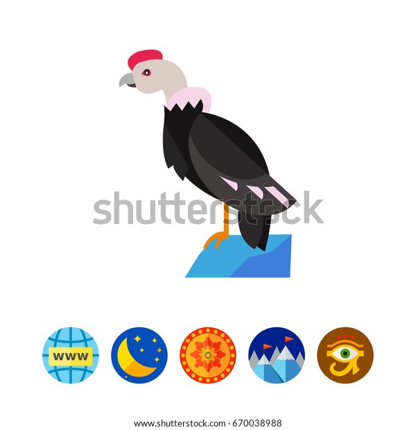 Andean Condor On Mount Icon Stock Vector (Royalty Free) 670038988 ...