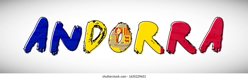 Andorra Flag On Text Typography Country Stock Vector (Royalty Free ...