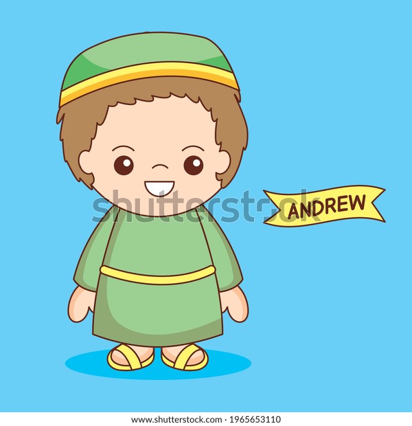 Vektor Stok Andrew Disciple Jesus Cartoon Vector Illustration (Tanpa ...
