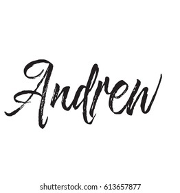 Vektor Stok Andrew Text Design Vector Calligraphy Typography (Tanpa ...