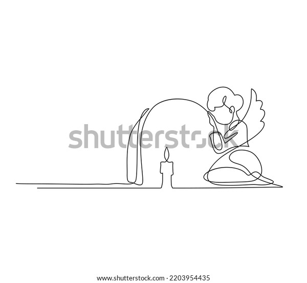 Angel Continuous Line Art Drawing Black Stock Vector (Royalty Free ...