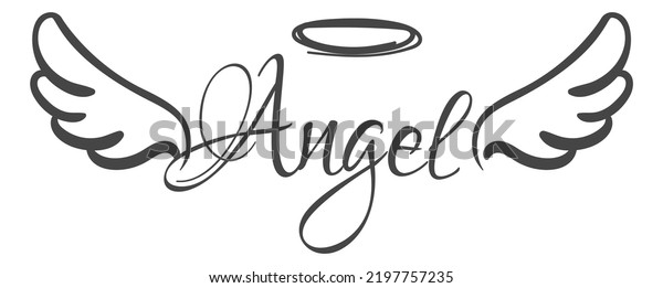 Angel Doodle Flying Wings Logo Heaven Stock Vector (Royalty Free ...