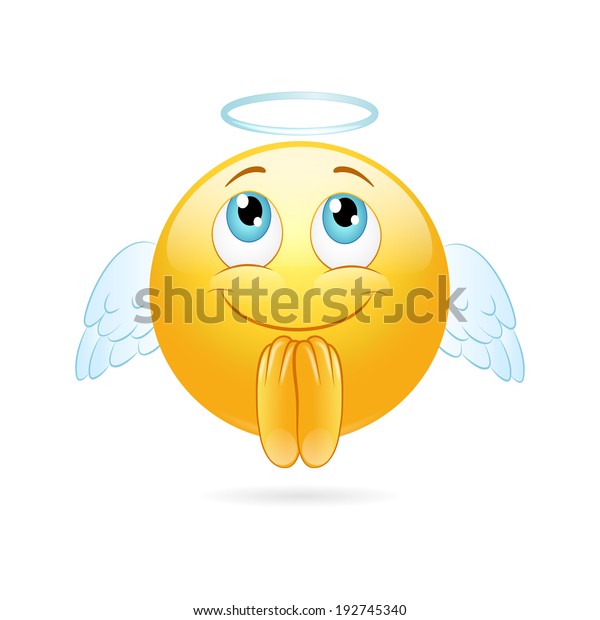 Angel Emoticon On White Background Vector Stock Vector (Royalty Free ...
