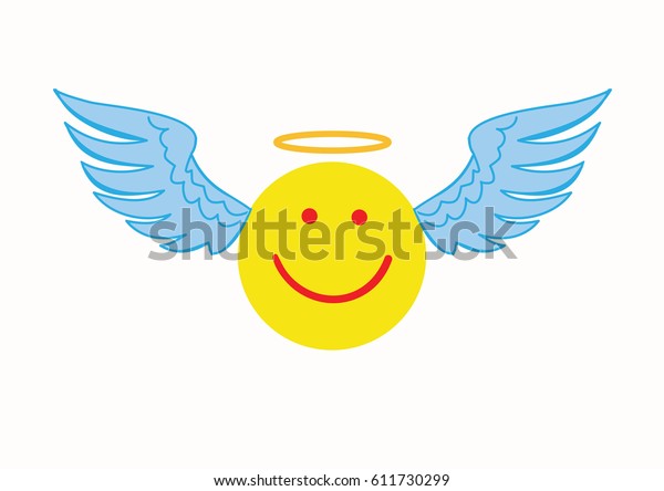 Angel Emoticon On White Background Vector Stock Vector (Royalty Free ...