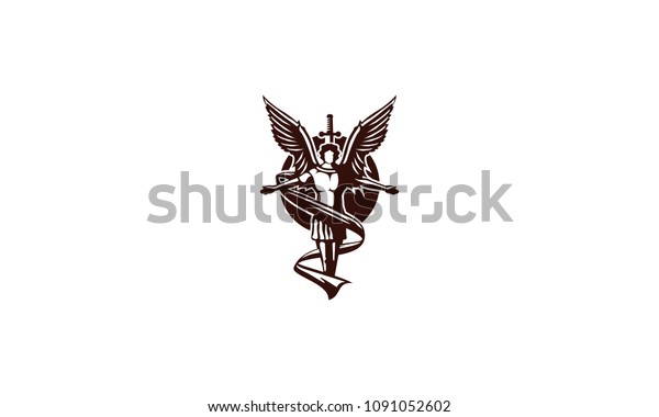 Angel Flying Sword Logo Stock Vector (Royalty Free) 1091052602