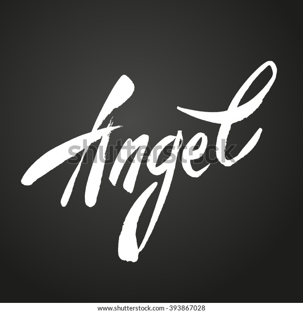 Ángel - letras escritas a mano.: vector de stock (libre de regalías ...