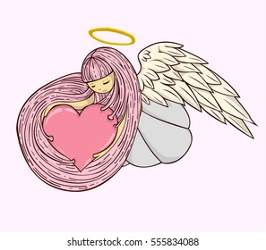 Angel Heart Vector Illustration Stock Vector (Royalty Free) 555834088 ...