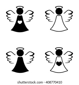 Angel Icon Black Simple: vector de stock (libre de regalías) 408770410