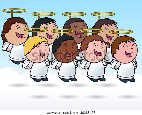 Angel Kids Singing Hovering Above Cloud Stock Vector (Royalty Free ...